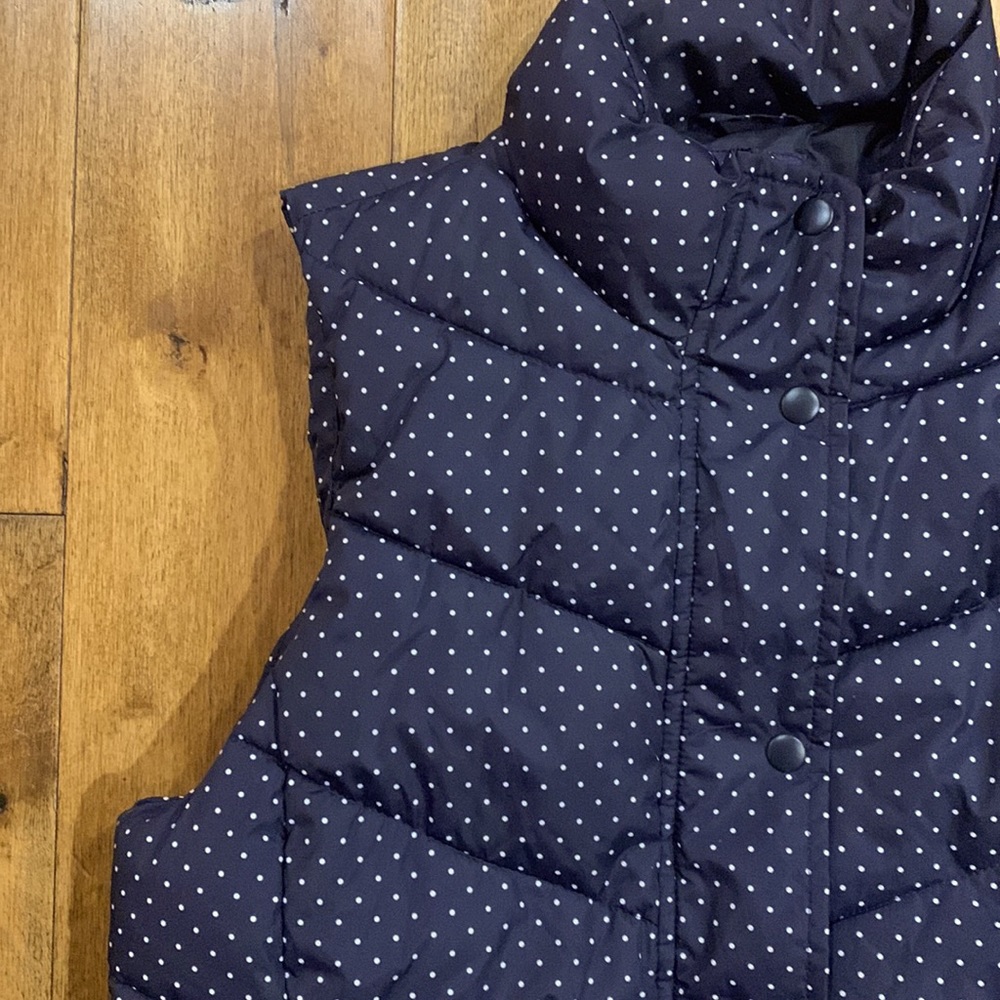 Gap Puffer Vest Navy Blue With White Polka Dots - Gem